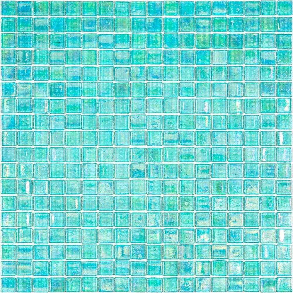Apollo Tile Skosh Glossy Sea Green 11.6 in. x 11.6 in. Glass Mosaic ...