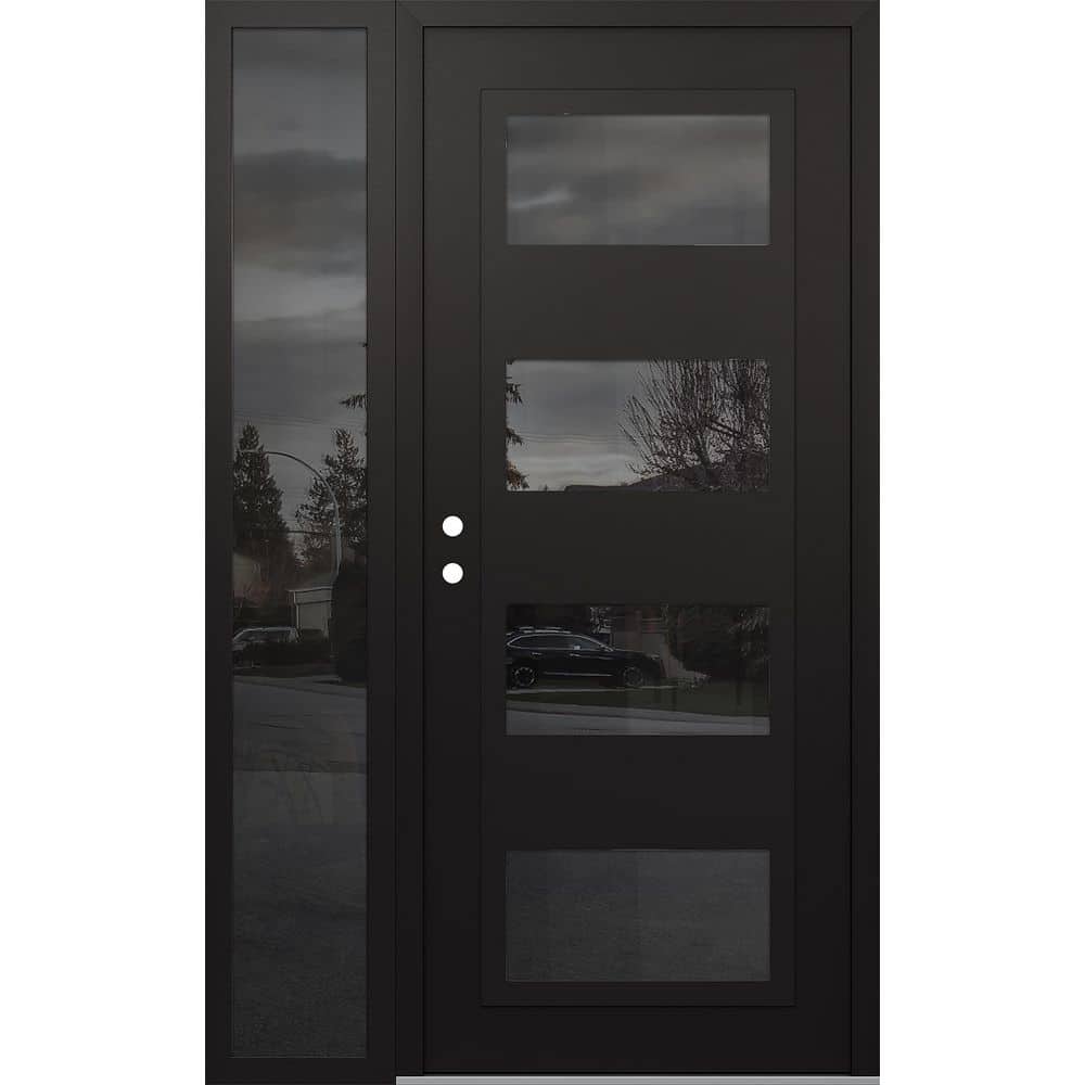 Tessari Doors C2 48 in. x 80 in. Black P Right-Hand/Inswing Mirrored ...