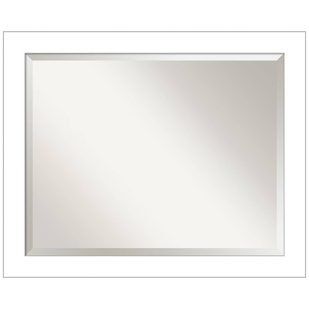 Amanti Art Wedge White 32 in. H x 26 in. W Framed Wall Mirror ...
