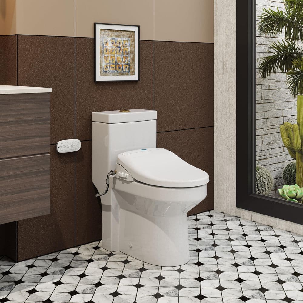 Hanikes Round Bidet Toilet Combo Dual Flush 1.1/1.6 GPF in White with ...