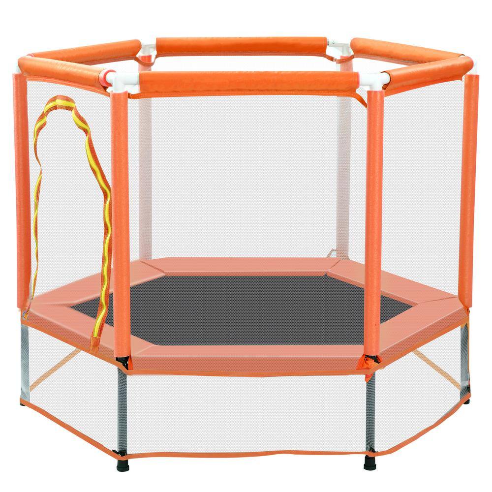 55 in. Toddlers Trampoline with Safety Enclosure Net and Balls, Indoor ...