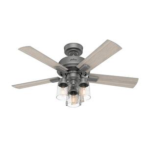 Hunter Hartland 52 in. LED Indoor Matte Silver Ceiling Fan with Light ...
