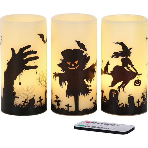 Halloween Themed LED Flickering Cream Color Candles Lamp Battery ...
