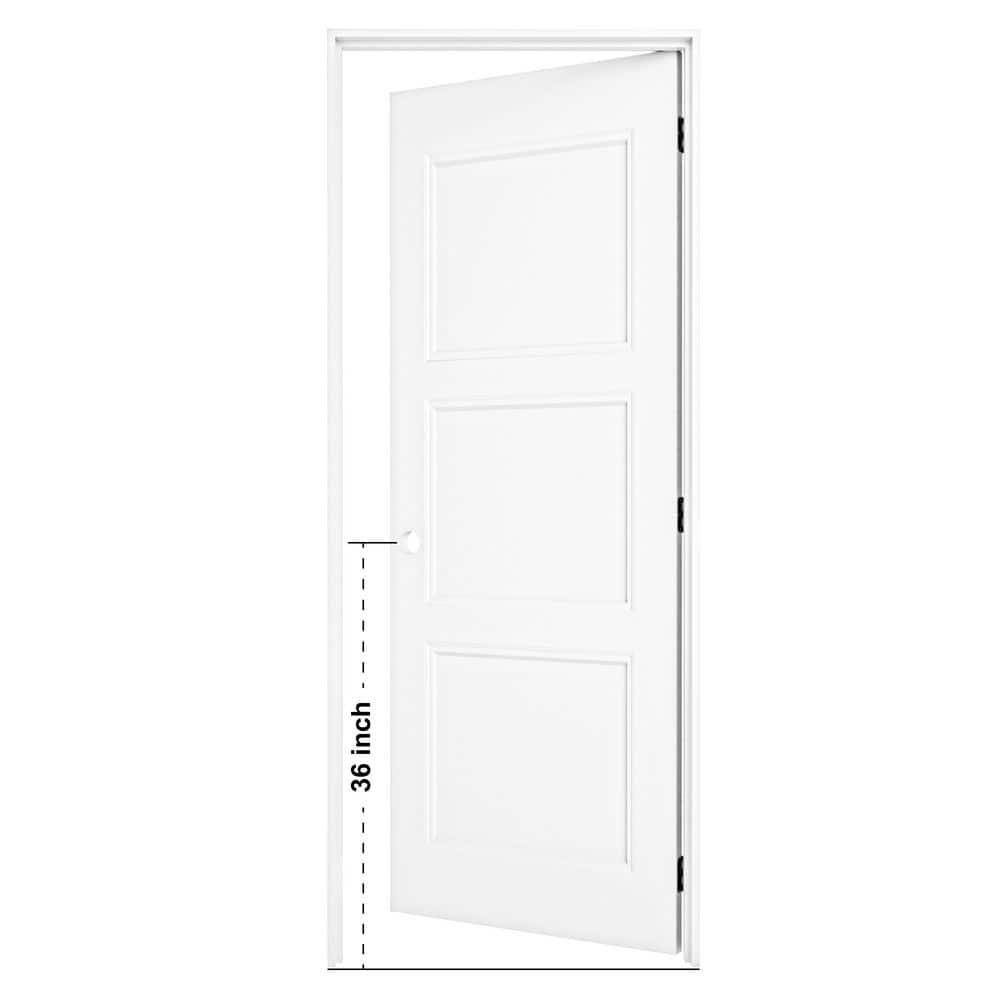 EH PUERTA 28 in. x 80 in. 3-Panel Right-Handed Painted Solid Core Wood ...