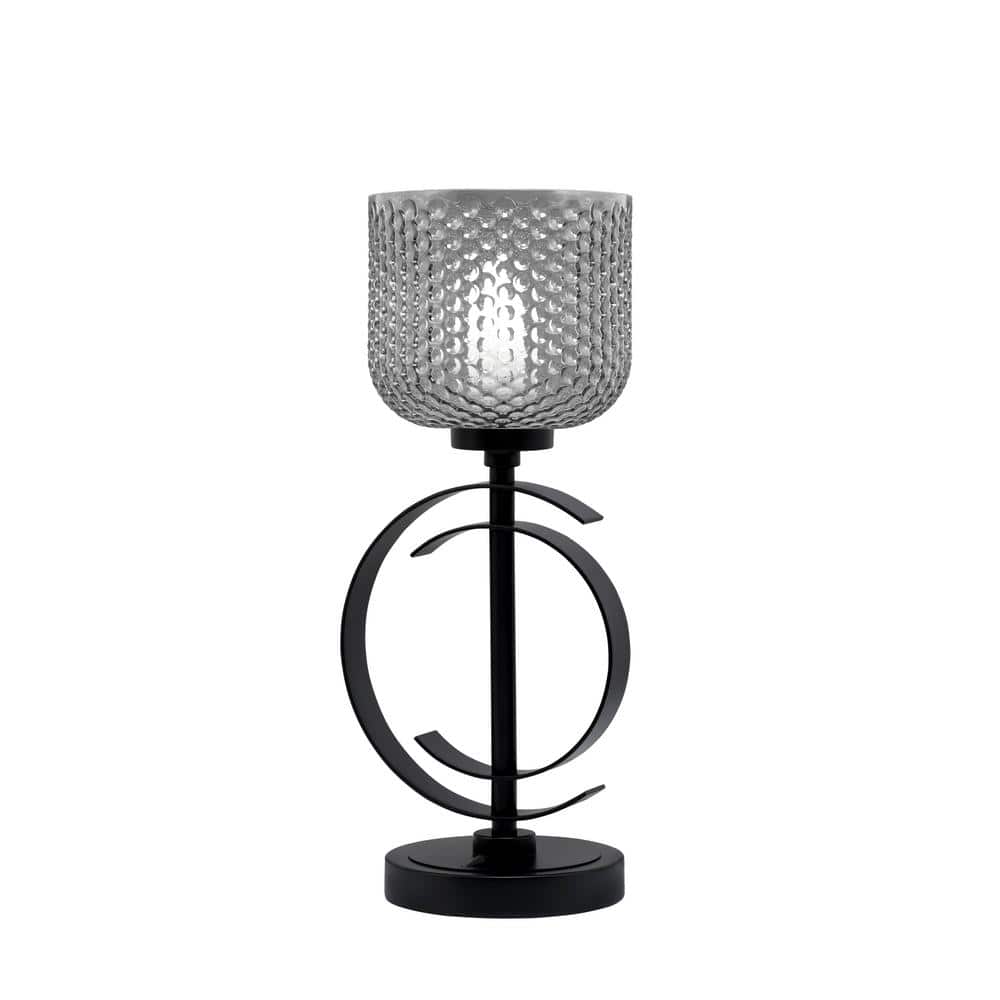 Delgado 16.75 in. Matte Black Piano Desk Lamp with Smoke Textured Glass ...