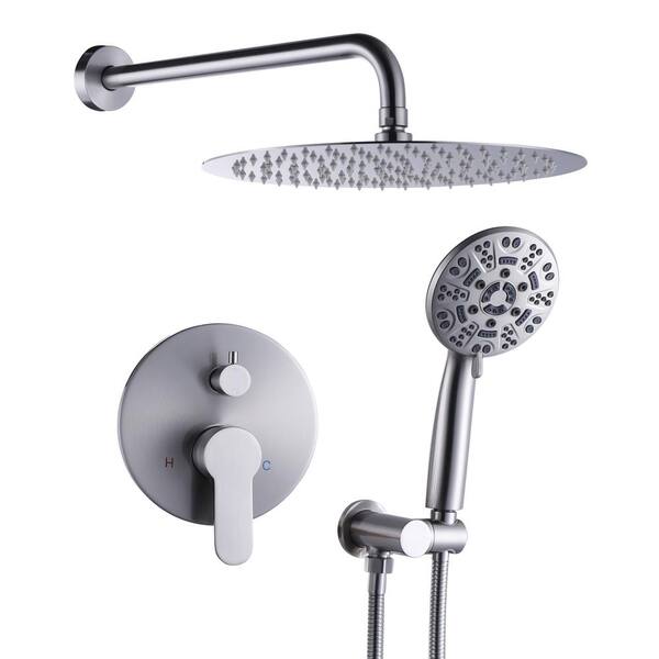 WOWOW 9-Spray Patterns with 1.8 GPM 12 in. Wall Mount Rain Fixed Shower ...