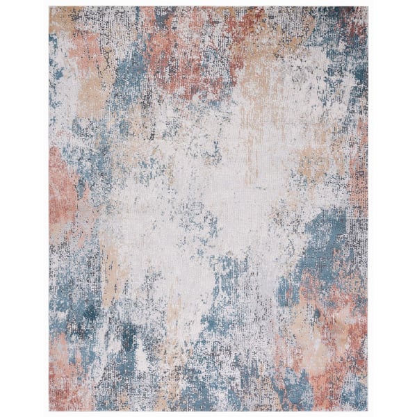 SAFAVIEH Invista 8 ft. x 10 ft. Ivory/Multi Distressed High-Low Area ...