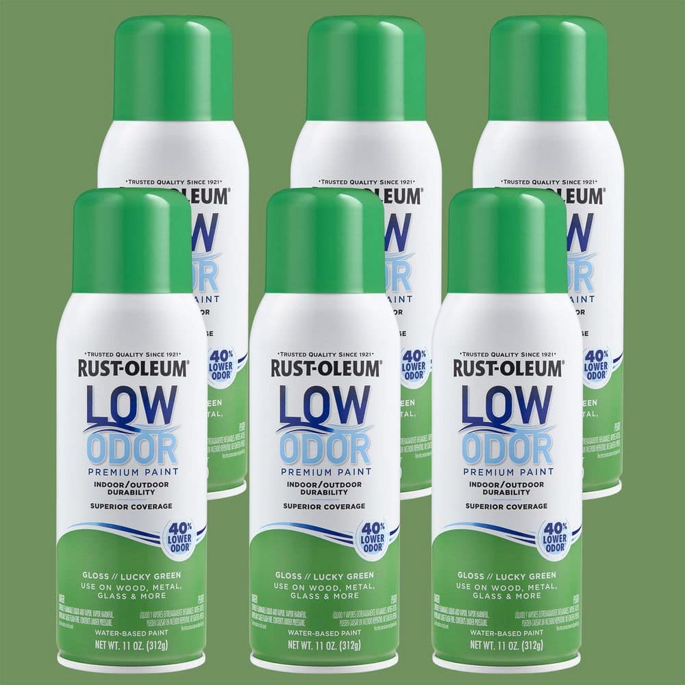 Rust-Oleum Low Odor 11 oz. Gloss Lucky Green Low Odor Water-Based Spray ...