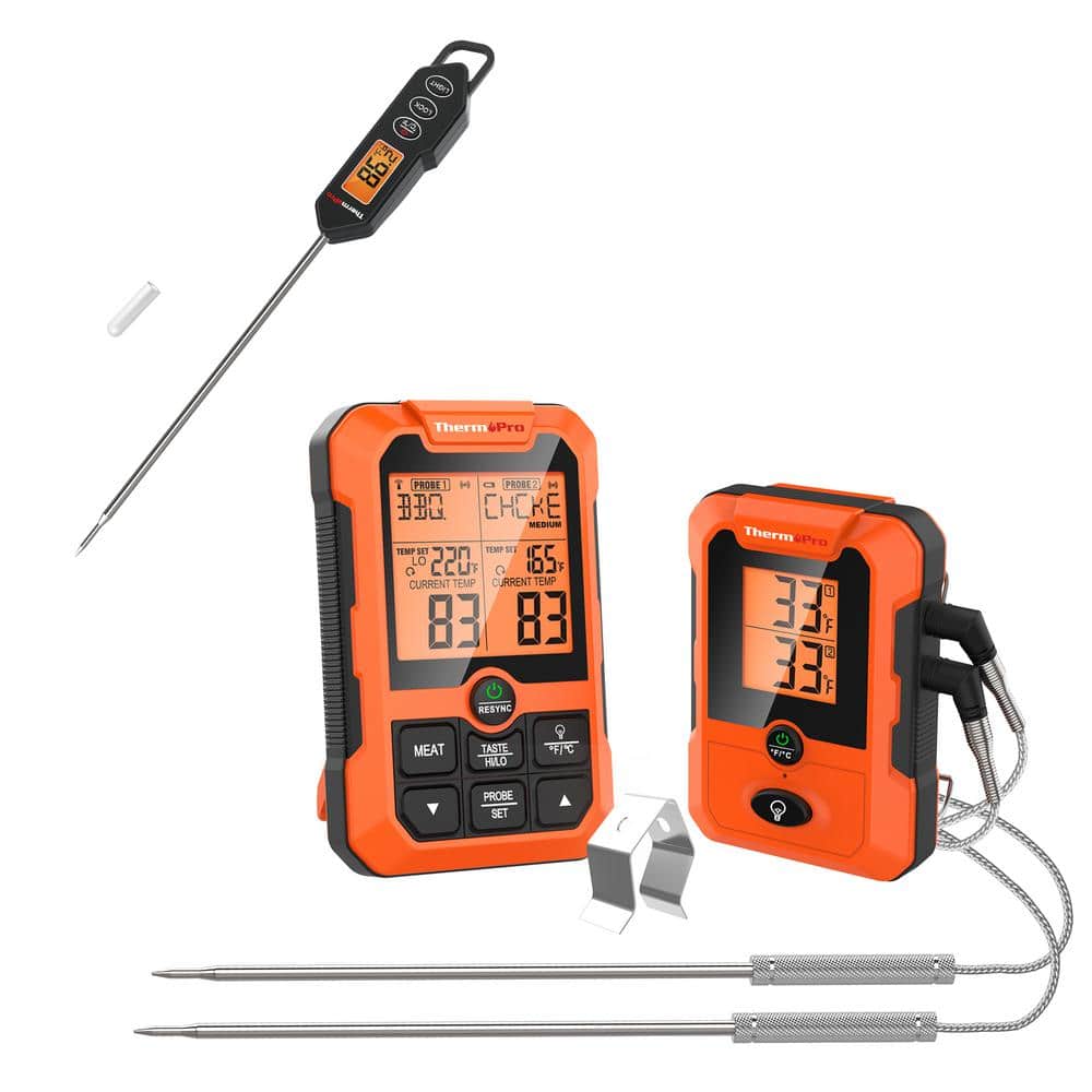 ThermoPro Dual Probe Wireless Meat Thermometer with Instant Read Food ...
