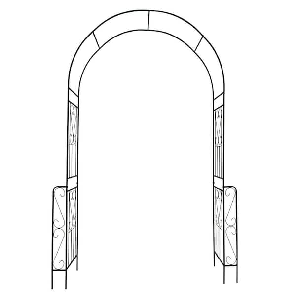 Majestic 94.5 in. Black Iron Garden Arch Trellis with Rust-Resistant ...