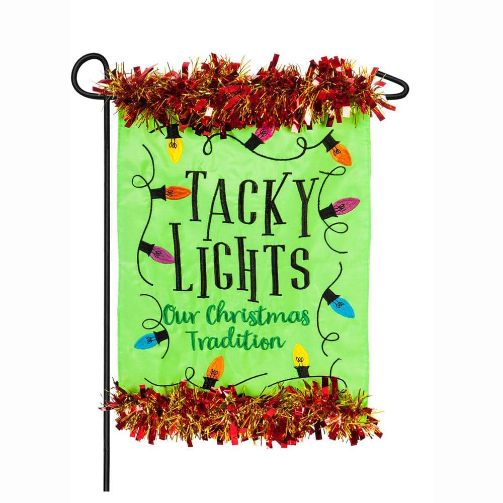 Evergreen 18 in. x 12.5 in. Tacky Lights Garden Applique Flag 168993 ...
