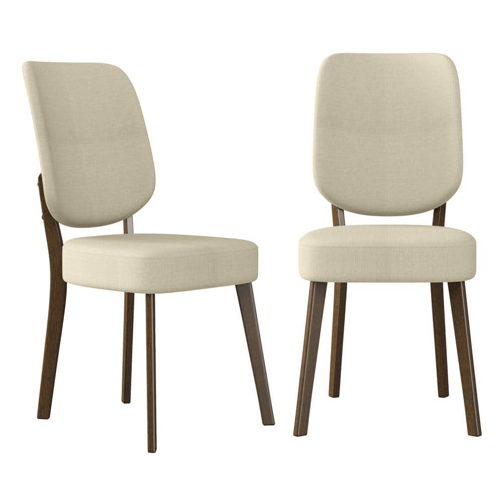 Handy Living Breuer Oatmeal Tan Linen Fabric Mid-Century Modern Armless ...