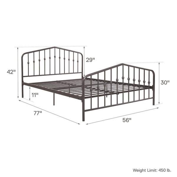 Novogratz Bushwick Metal Bed Gray