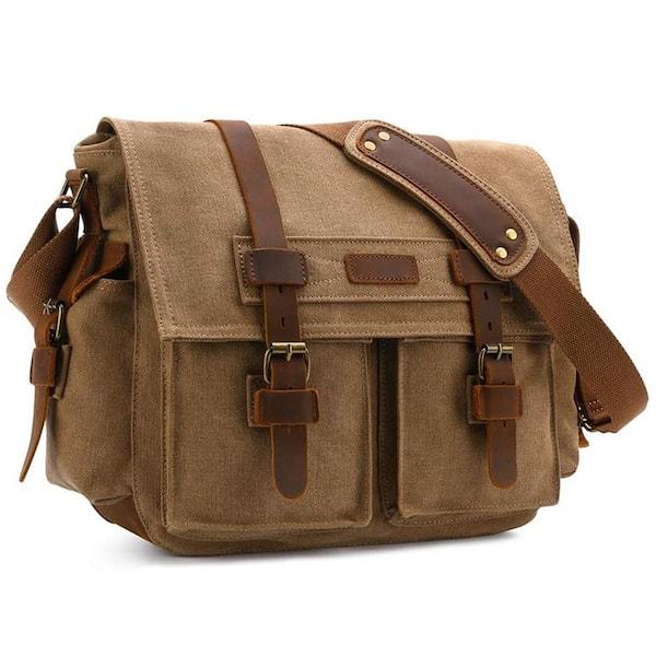 Lukyamzn Leather Canvas Camera Bag DSLR SLR Messenger Shoulder Bag ...