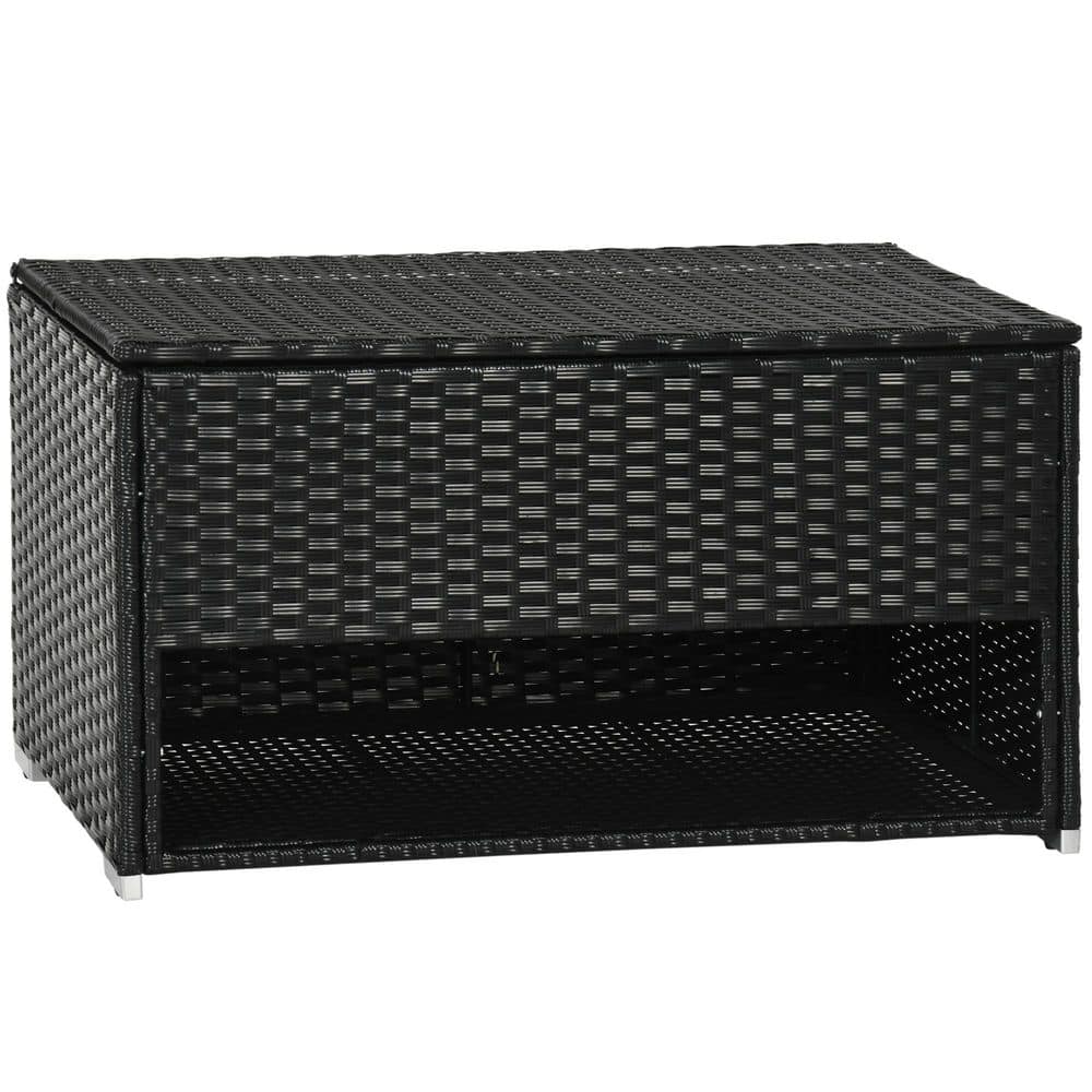 Ama pear Black 38 in. W x 24 in. D x 21 in. H Wicker Outdoor Storage ...