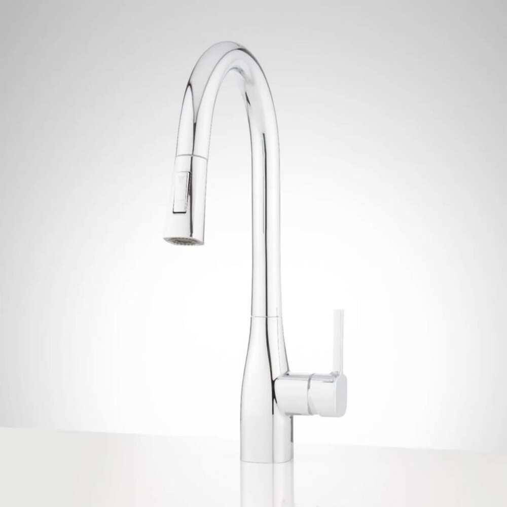 SIGNATURE HARDWARE Carin Single Handle Pull Down Sprayer Kitchen Faucet ...