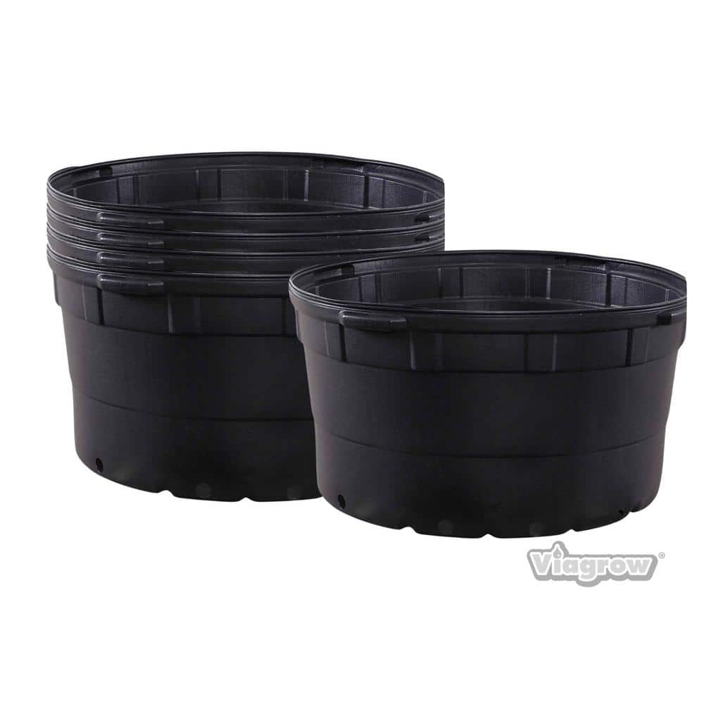 Viagrow 35 Gal. Plastic Round Nursery Pots-34 Actual Gallons / 128.7 ...