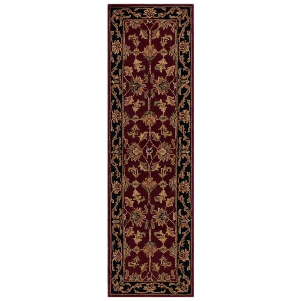 SAFAVIEH Heritage Red/Black 2 ft. x 20 ft. Wool Border Runner Rug ...