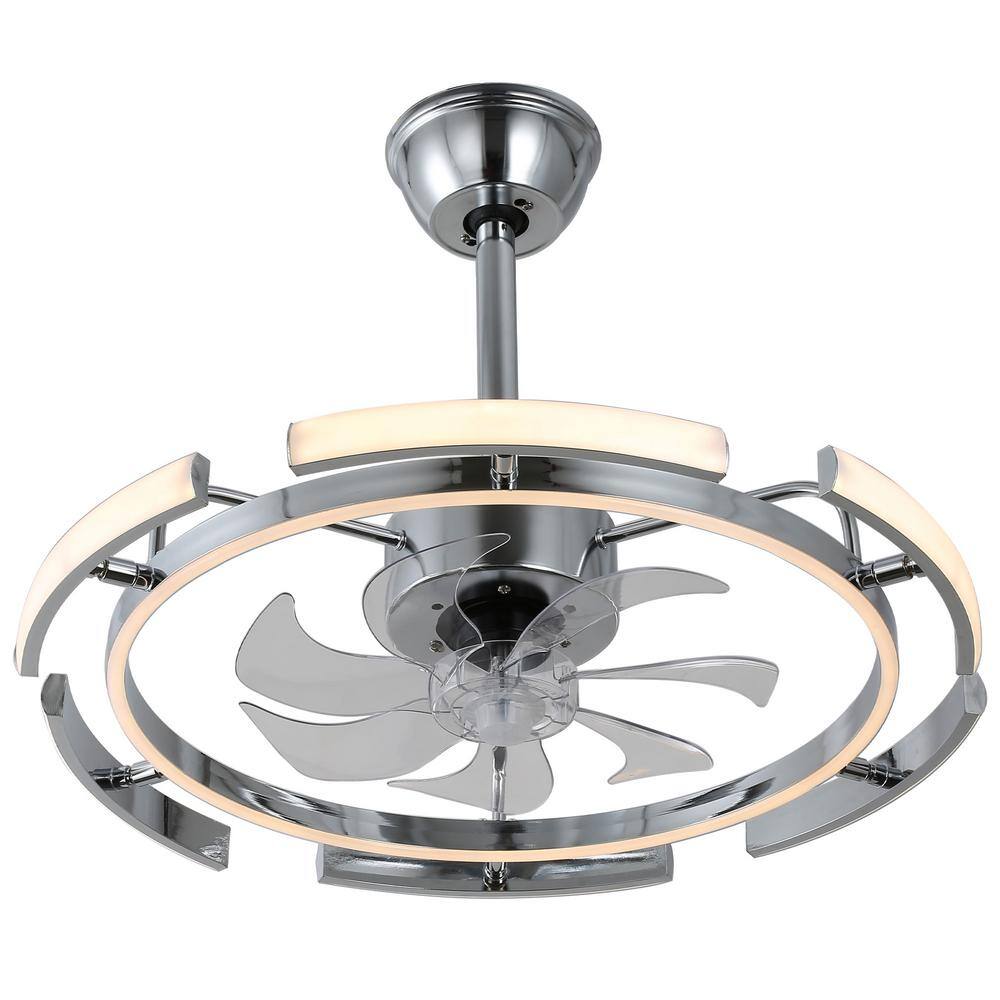 Bella Depot 24 in. Indoor DIY Shade Chrome Dimmable Ceiling Fan with ...