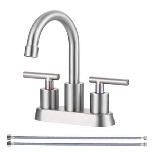 Fapully 4 in. Centerset Double Handle High Arc Bathroom Faucet Combo Kit Included Pop-Up Drain ...