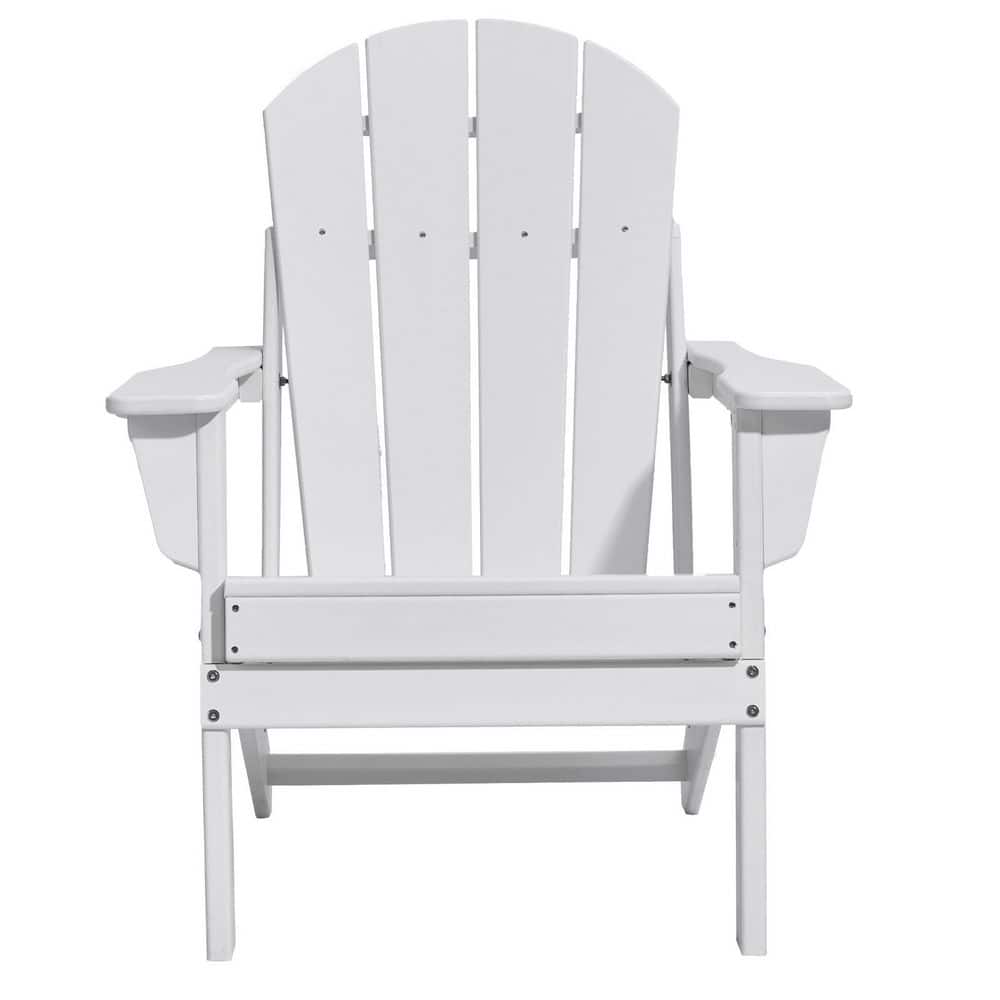 VAMOP White HDPE Plastic Adirondack Chair Set of 2, All-Weather Folding ...
