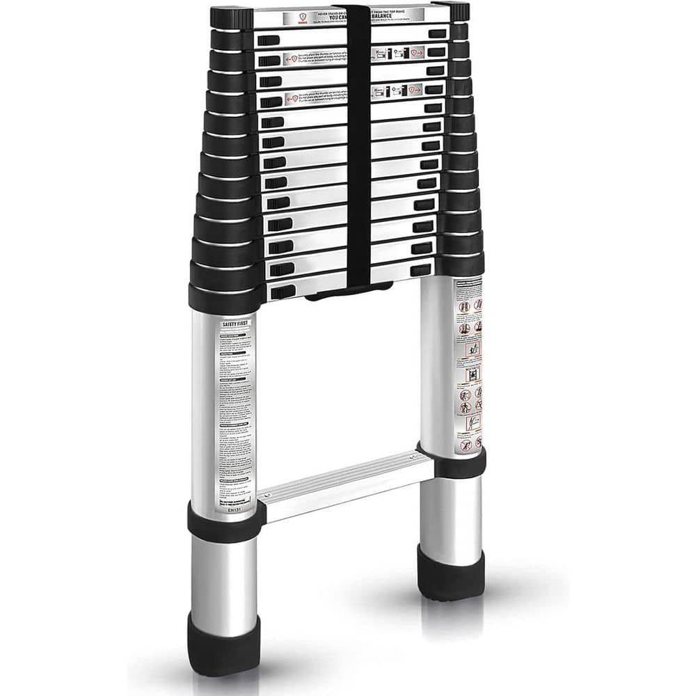 KIWDZFU 14.5ft Aluminum Telescopic Ladder with Retractable Design and ...