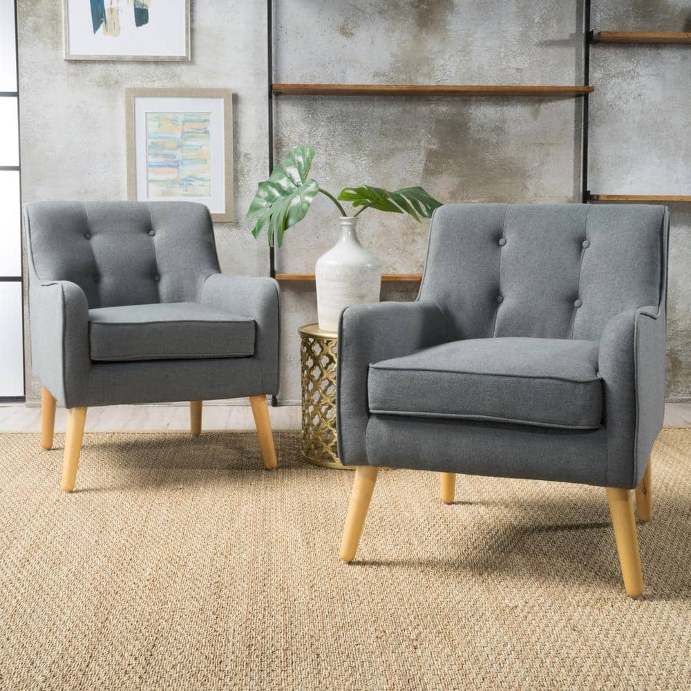 Noble House Felicity Charcoal Polyester Arm Chair (Set of 2) 66923 ...