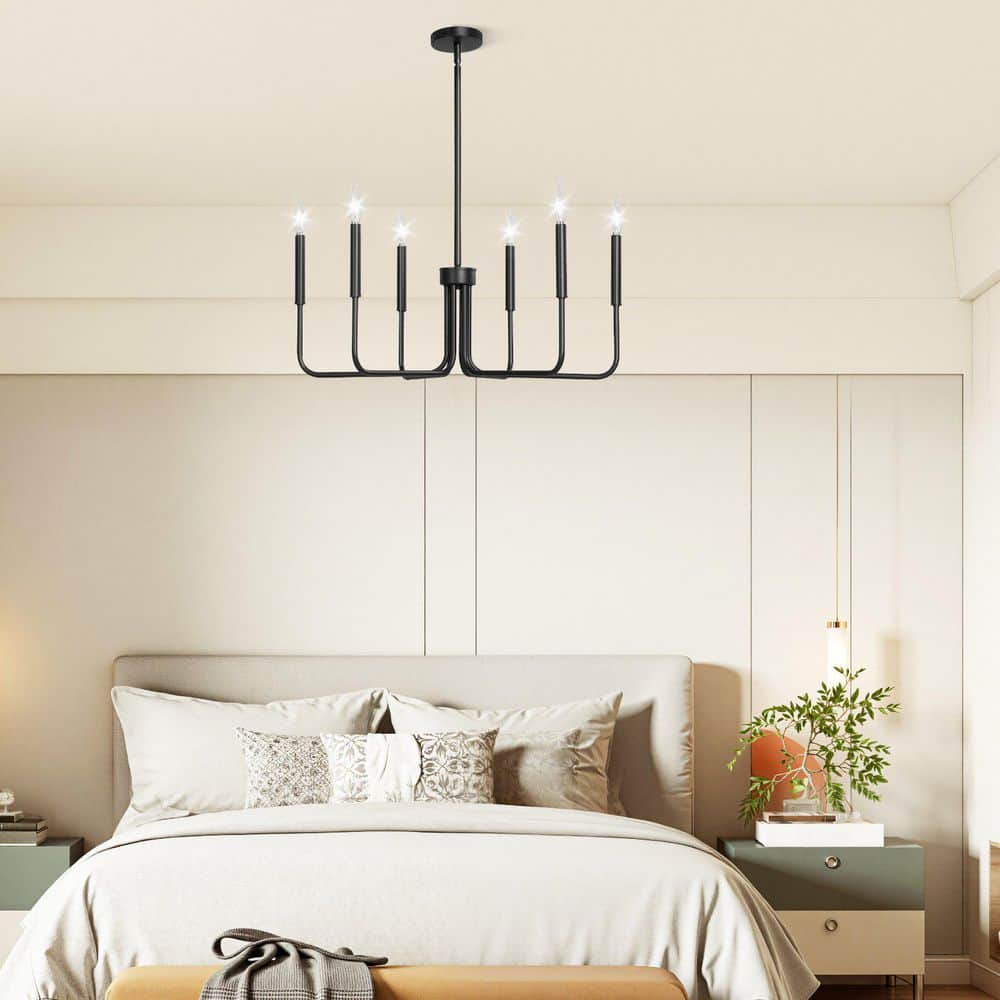 GIVIMO 6 light Black Spider Chandelier for Dining Room with No Bulbs ...