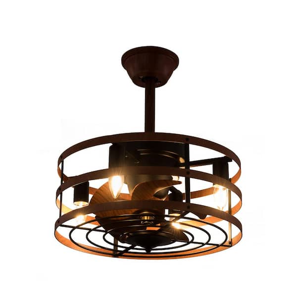 OUKANING 18 in. Indoor Modern Farmhouse Dark Brown 6-Speed Reversible ...