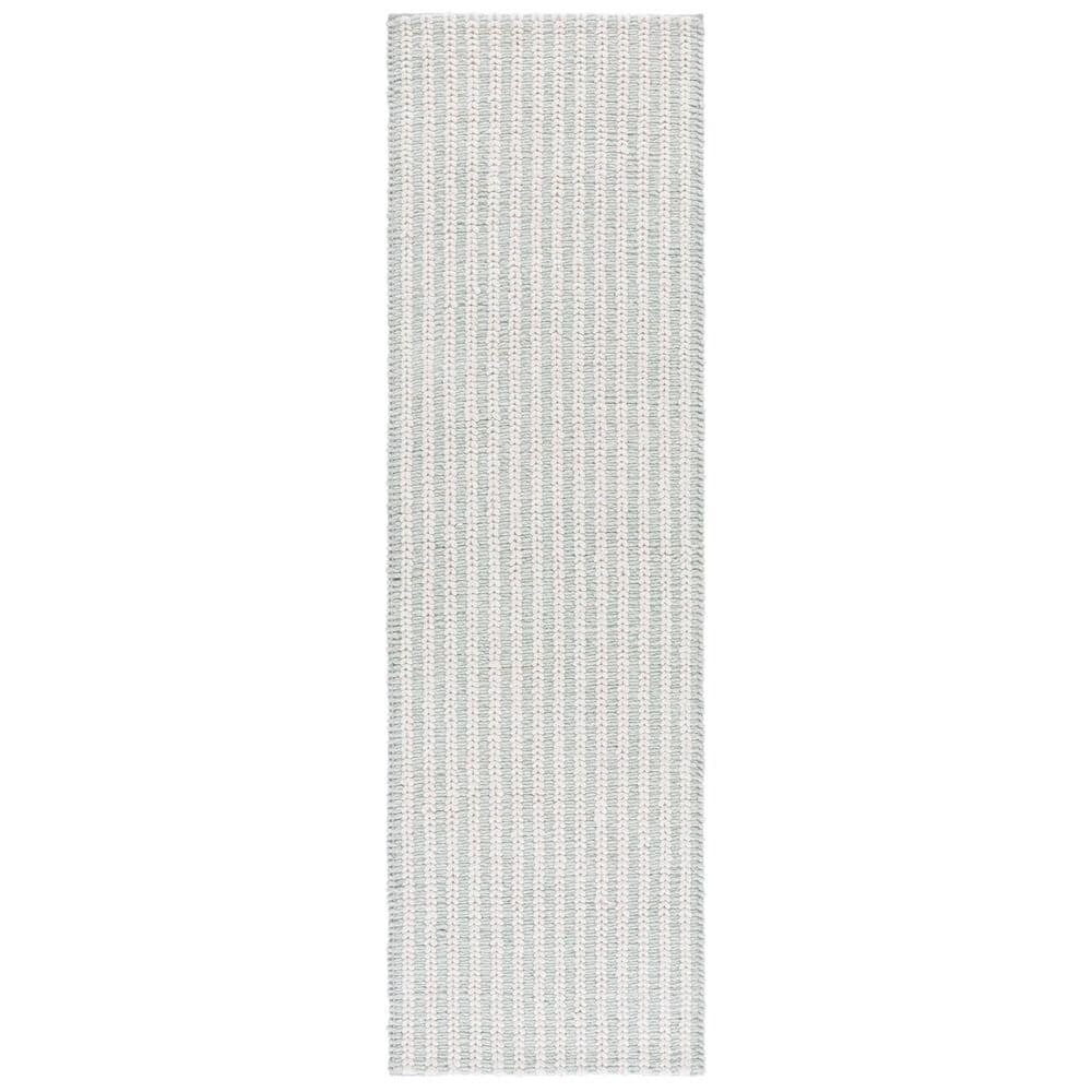 SAFAVIEH Manhattan 2 ft. x 8 ft. Ivory/Sage Striped Marle Runner Rug ...
