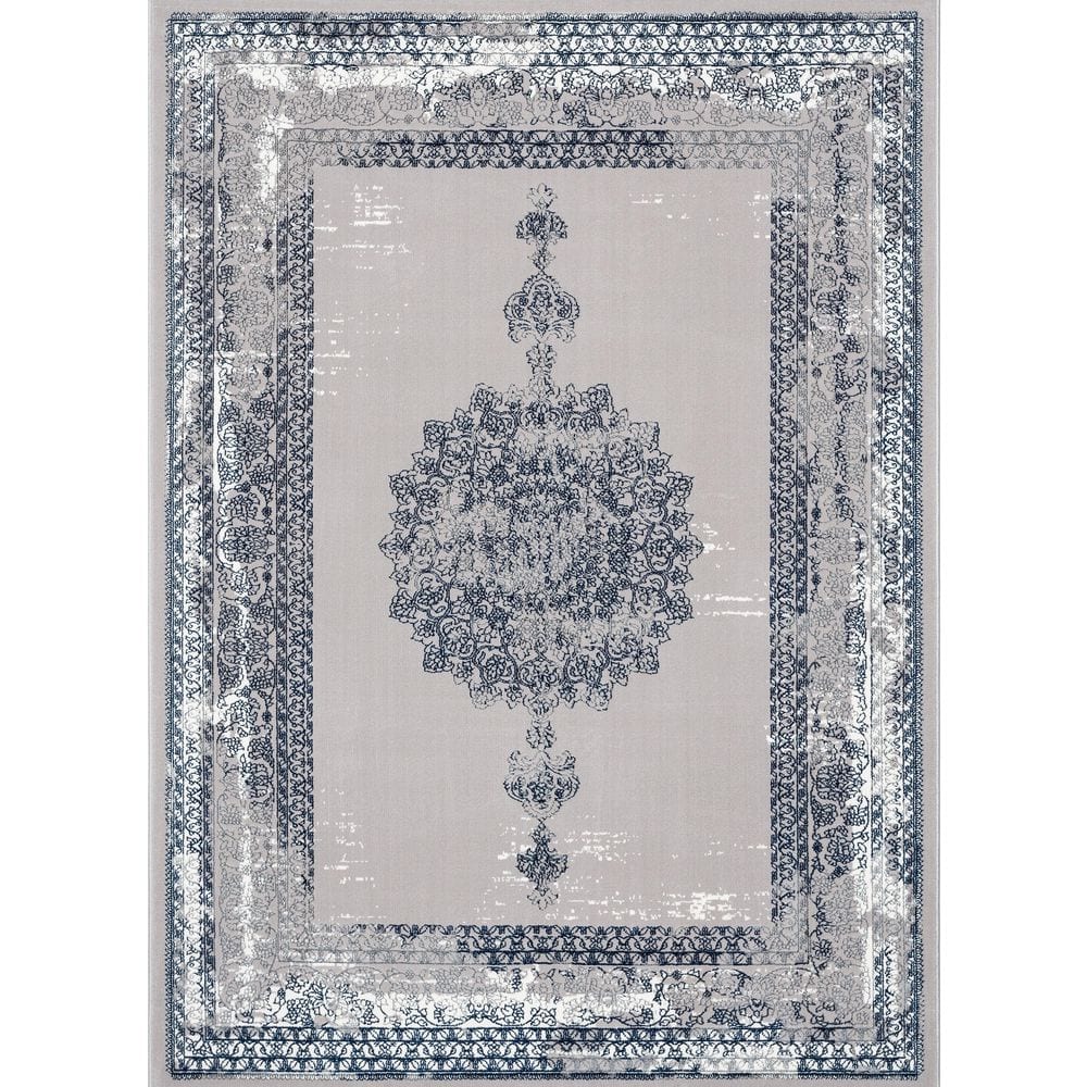 Well Woven Cairo Gemma Blue 5 ft. 3 in. x 7 ft. 3 in. Medallion ...