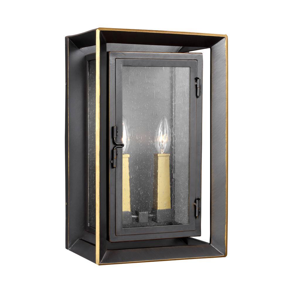 Feiss Urbandale 2-Light Antique Bronze/Painted Burnished Brass Outdoor ...