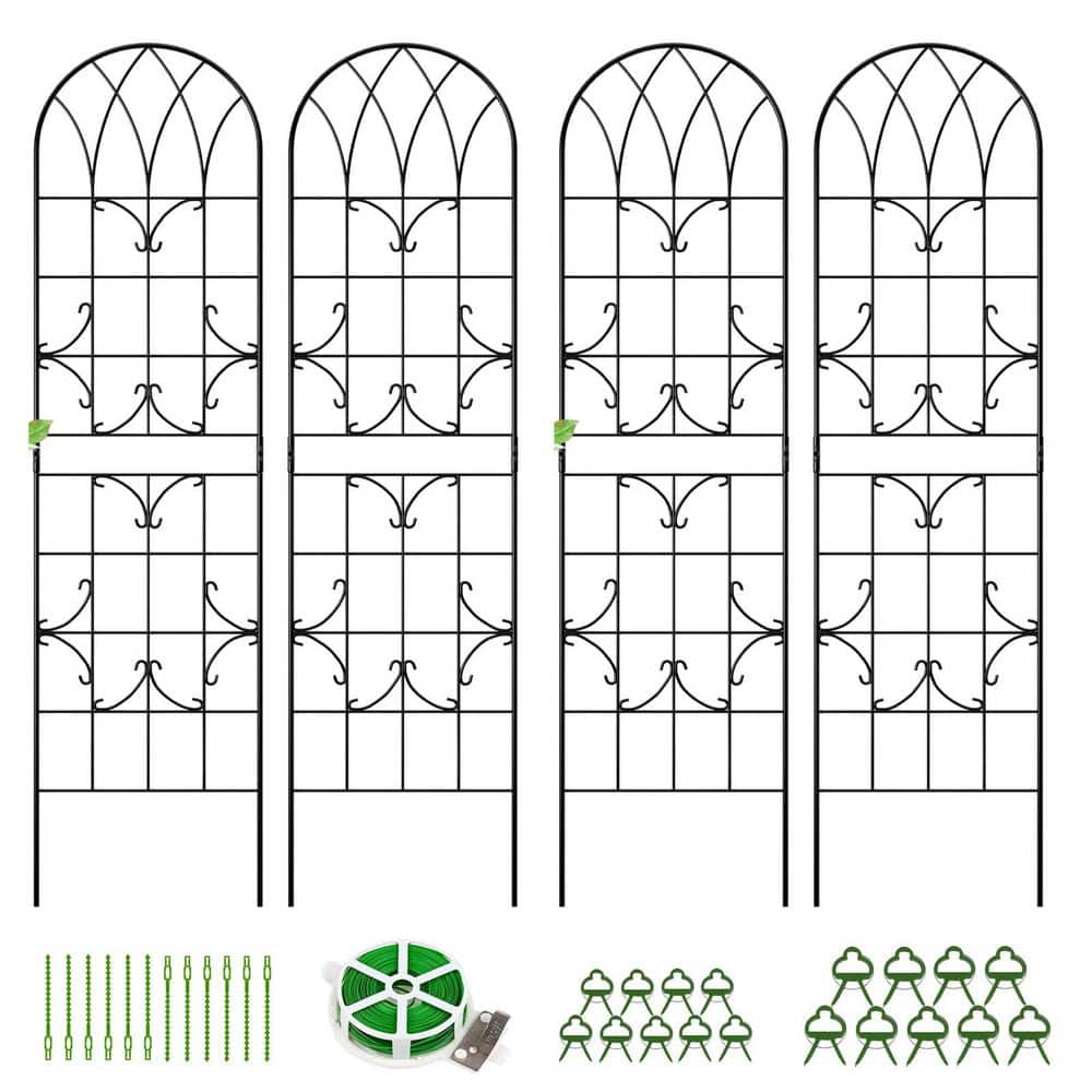 BOZTIY 59 in. x 16 in. Metal Plant Trellis for Plant Support Garden ...