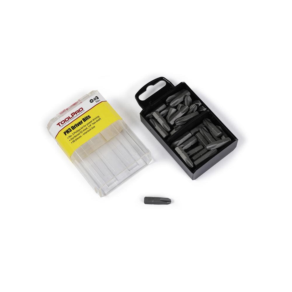 ToolPro 3 Alloy Steel Phillips Bits in Interlocking Storage Box (50 ...