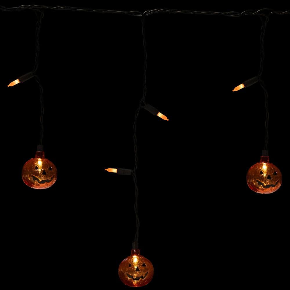 Northlight 6.75 ft. LED Lighted Pumpkin Curtain Orange Halloween String ...