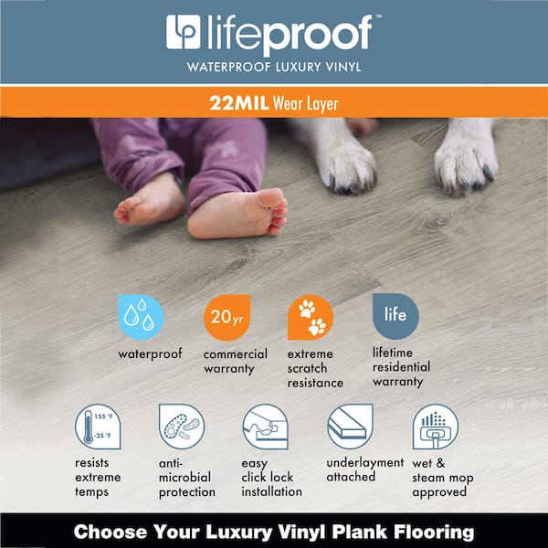 Lifeproof Mountain Brook Marble 22 MIL x 11.9 in. W x 23.8 in. L Click ...