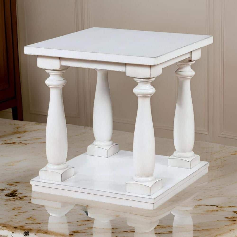 Benjara 24 in. White Rectangular Wooden Top End Table BM207347 - The ...
