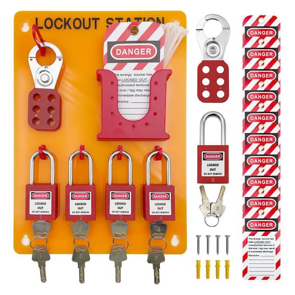 Vrbgify 20-Pack Metal Lockout Tagout Station Kit with Orange Board 2 ...