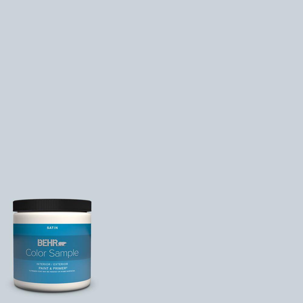 BEHR PREMIUM PLUS 8 oz. N480 1 Light Drizzle Satin Enamel Interior Exterior Paint Primer Color Sample B370016 The Home Depot