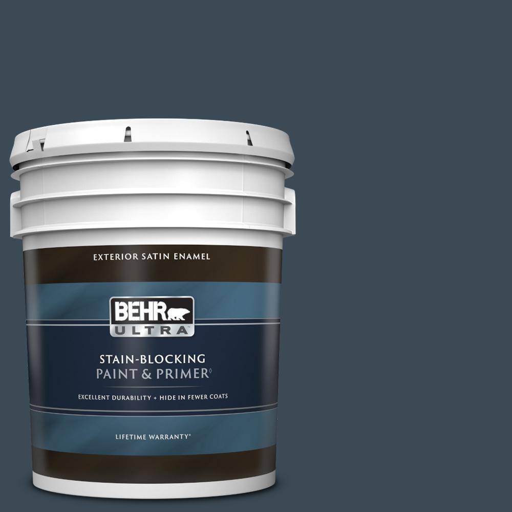 BEHR ULTRA 5 gal. #BXC-26 New Navy Blue Satin Enamel Exterior Paint ...