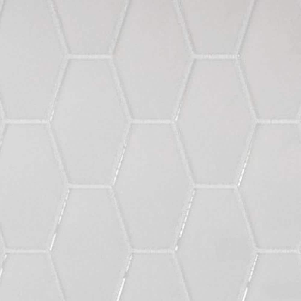 CRUZ BAY STUDIO Long Hex 2.83-3in. x3. 5-4in. Soft Ivory Gloss Glass ...