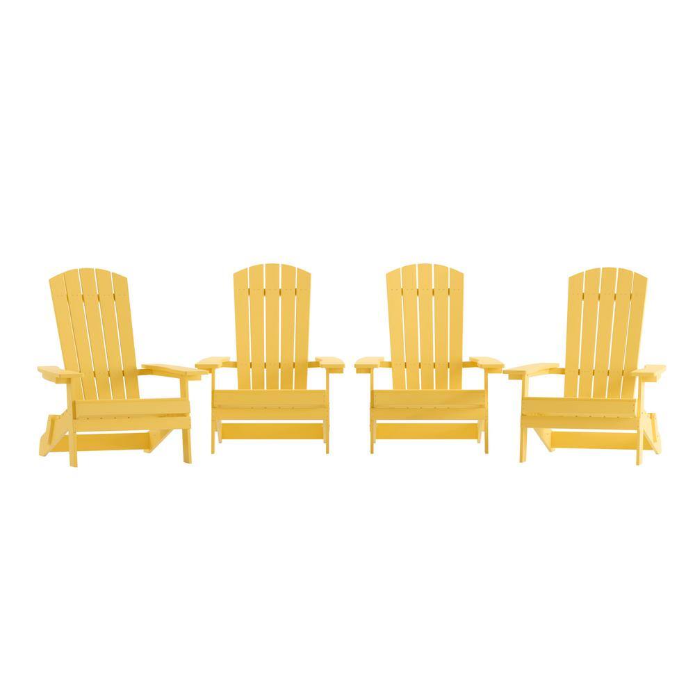 TAYLOR + LOGAN Yellow Resin Outdoor Lounge Chair in Yellow (Set of 4 ...