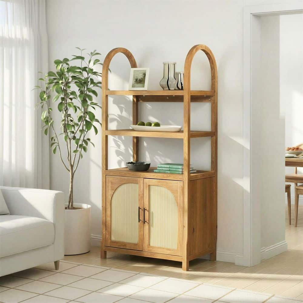 Walker Edison Furniture Company Sasha 72 in. Tall English Oak MDF 4 ...