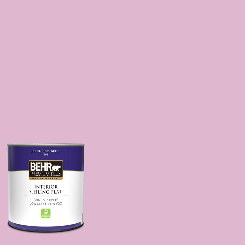 BEHR PREMIUM PLUS 1 qt. #M120-3 Pink Wink Ceiling Flat Interior Paint ...