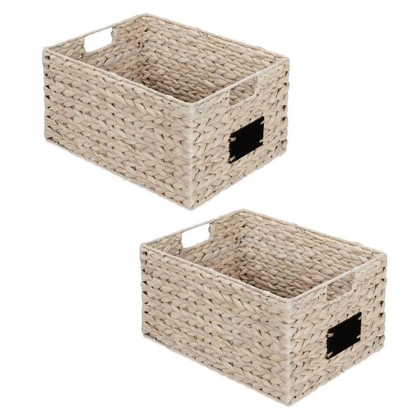 Beige 12 in. x 8 in. Polyethylene Decorative Basket Set of 2 with ...