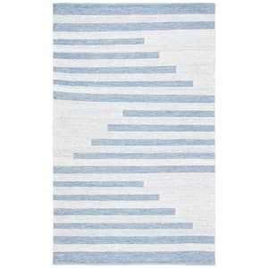 SAFAVIEH Striped Kilim Ivory Blue 4 ft. x 6 ft. Striped Area Rug ...