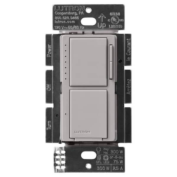 Lutron Maestro LED+ Dual Dimmer and Switch, 75-Watt LED Bulbs/2.5 Amp Fans, Single-Pole, Gray ...
