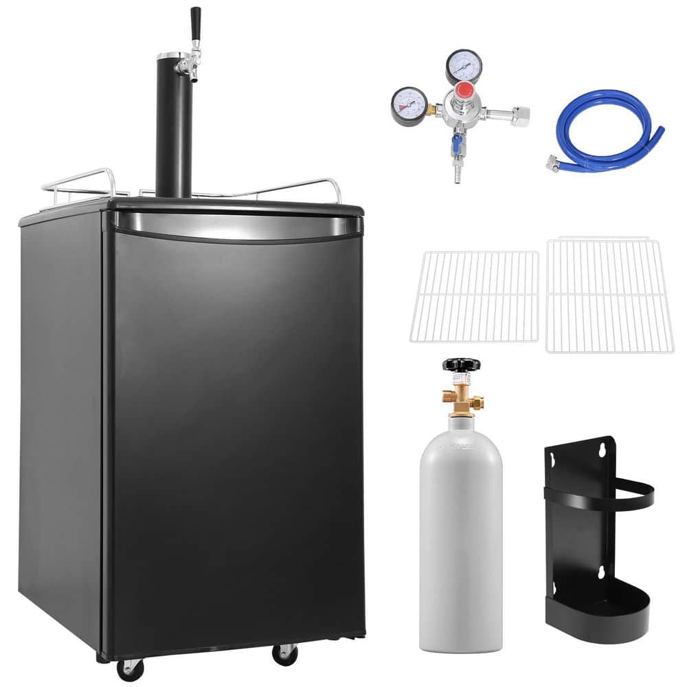 SKYSHALO Single Tap Beer Kegerator, Full Size Keg Fridge, CO2 Cylinder ...