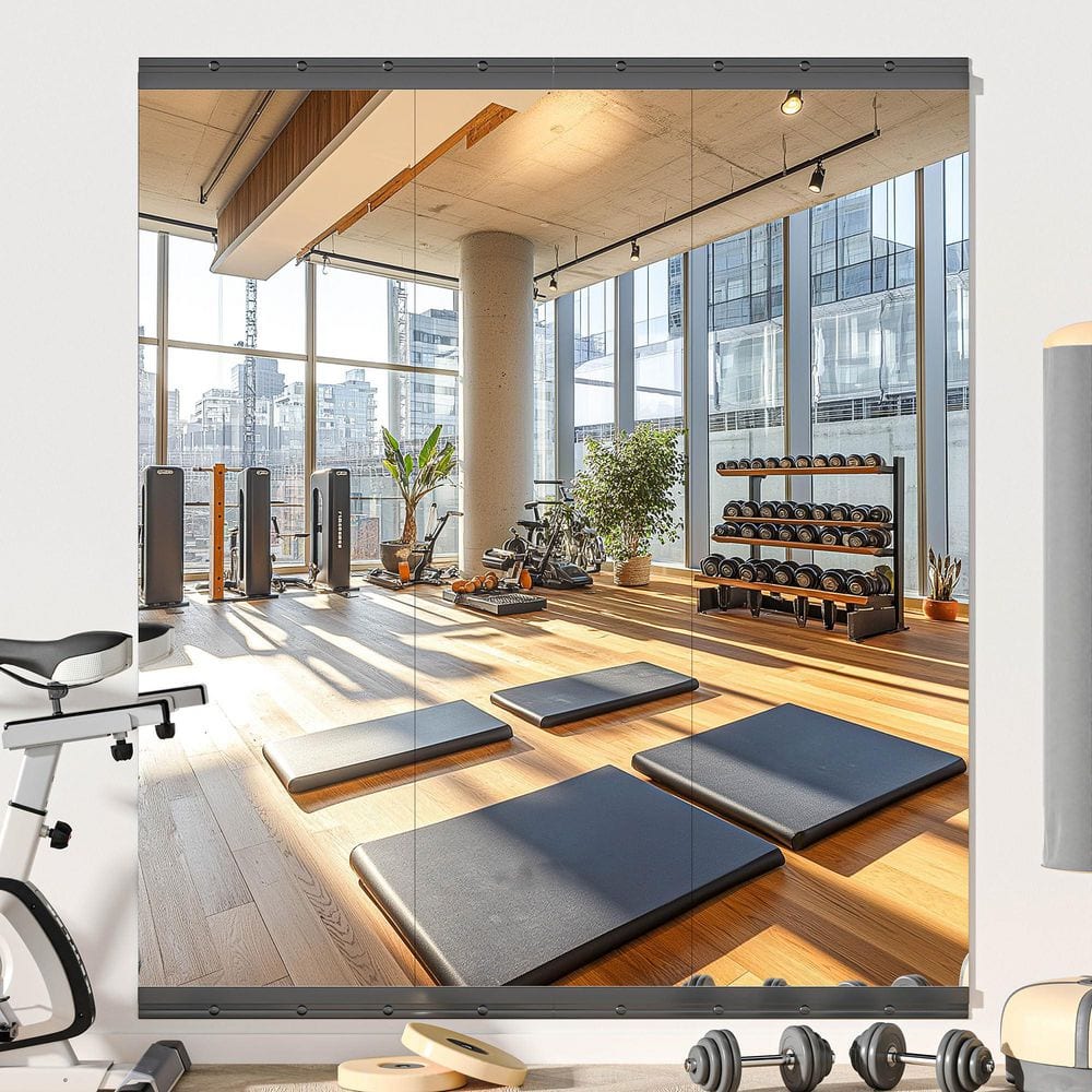 Vosuja 3 Pieces 17 in. W x 55 in. H Black Rectangle Frameless Wall ...