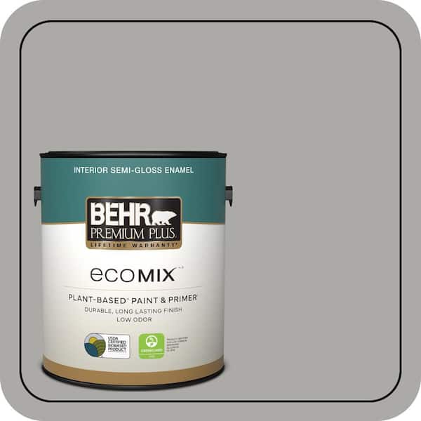 BEHR PREMIUM PLUS 1 gal. #PPU18-14 Cathedral Gray Semi-Gloss Enamel ...